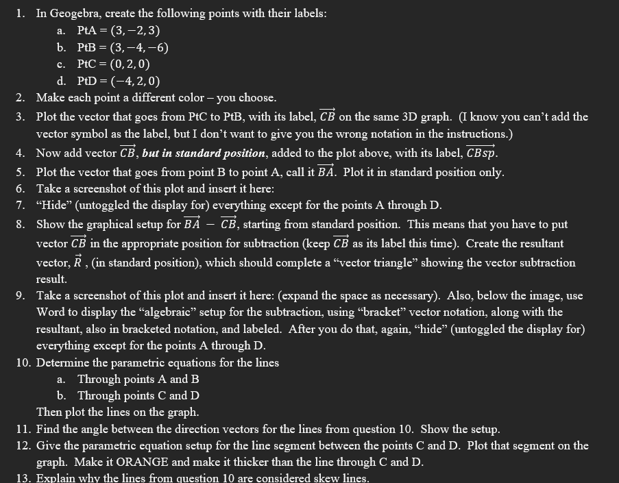 Solved In Geogebra, create the following points with their | Chegg.com