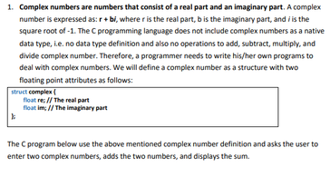 Solved 1. Complex numbers are numbers that consist of a real | Chegg.com