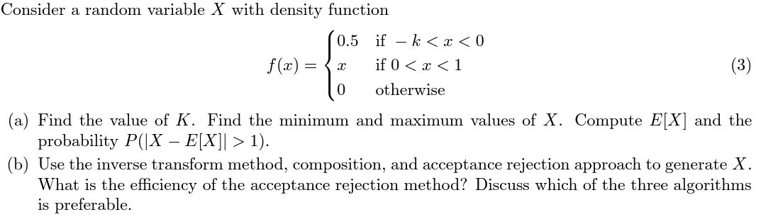 Consider a random variable X with density function | Chegg.com