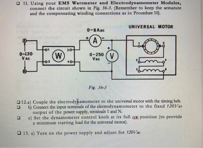 Solved 11. Using your EMS Wattmeter and Electrodynamometer | Chegg.com
