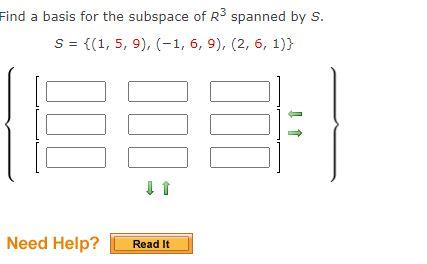 Solved Find a basis for the subspace of R3 spanned by S. S = | Chegg.com