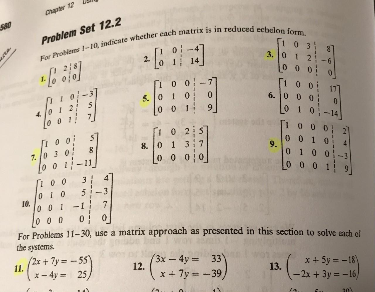 Solved problem set 12.2 2. [1001−414] 3. ⎣⎡1000103208−60⎦⎤ | Chegg.com