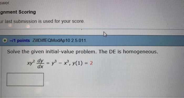 Solved Solve The Given Initial Value Problem The De Is 1172