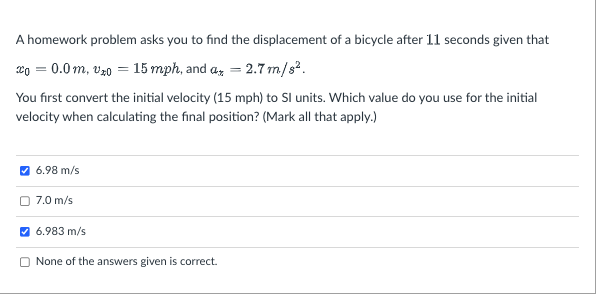 Solved A homework problem asks you to find the displacement | Chegg.com