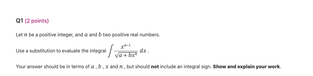 Solved Q1 (2 ﻿points)Let n ﻿be a positive integer, and a and | Chegg.com