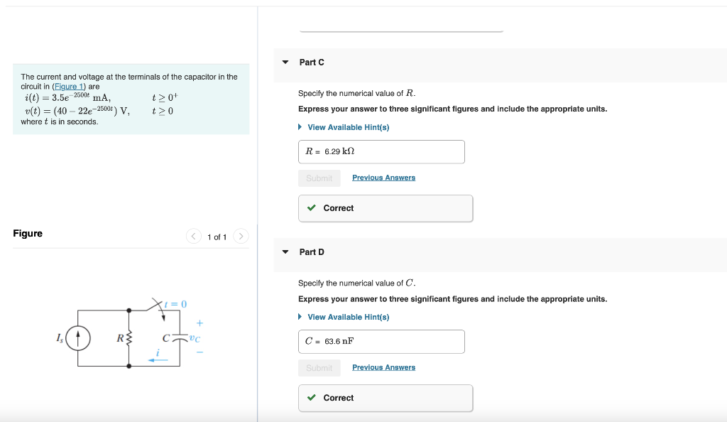 Solved The current and voltage at the terminals of the | Chegg.com