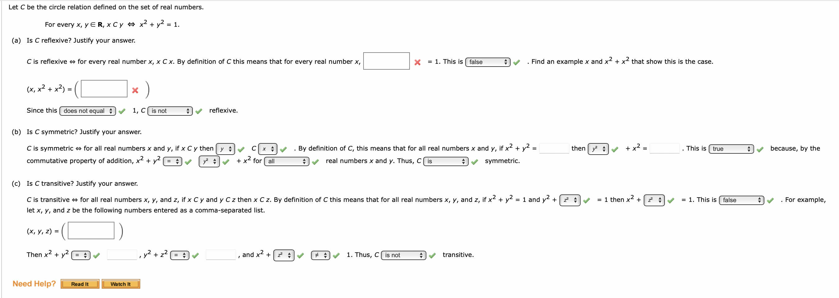 Solved Let C be the circle relation defined on the set of | Chegg.com