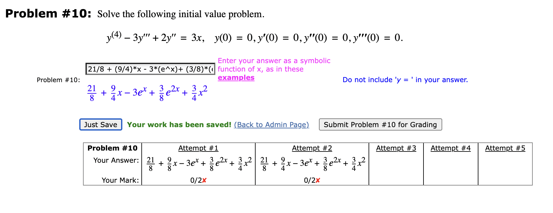 Solved Problem #10: Solve the following initial value | Chegg.com
