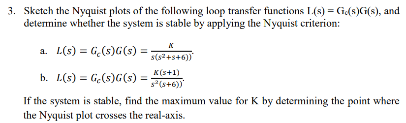Solved 3. Sketch the Nyquist plots of the following loop | Chegg.com