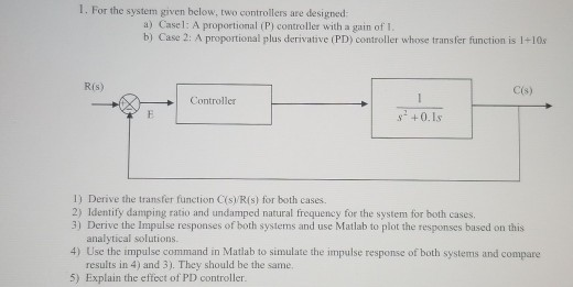 Solved 1. For the system given below, two controllers are | Chegg.com