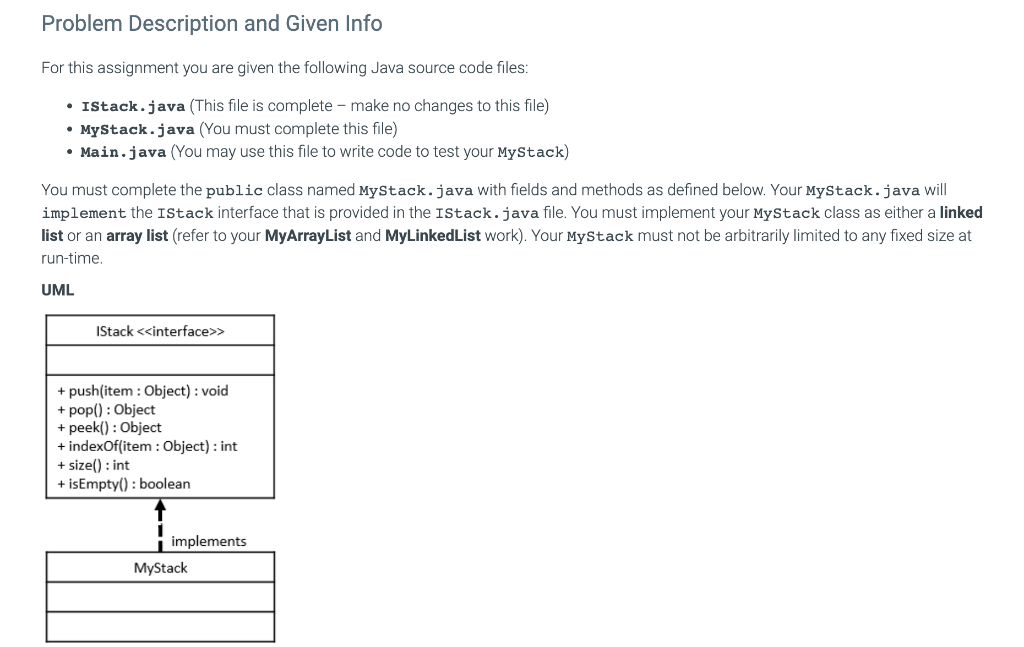 Solved 19.1 MyStack (Individual Assignment) Rules This is | Chegg.com