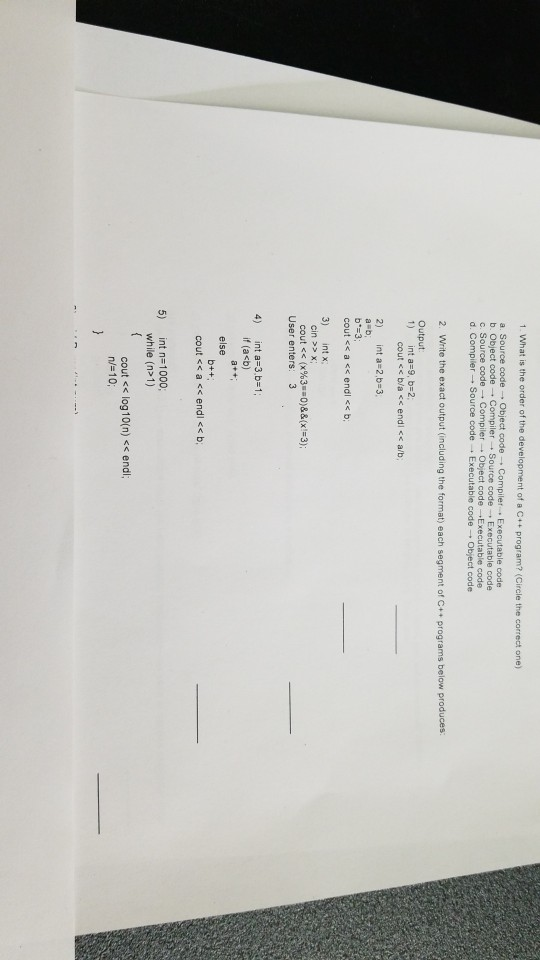 Solved 1. What is the order of the development of a C++ | Chegg.com