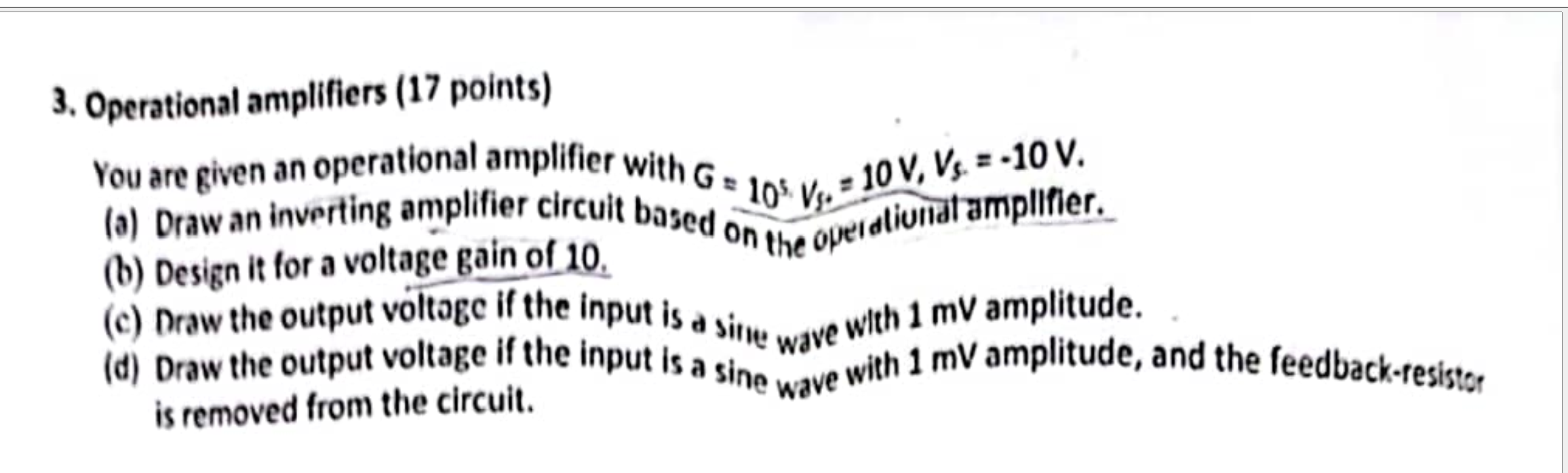 Solved 3. Operational amplifiers (17 points) You are given | Chegg.com