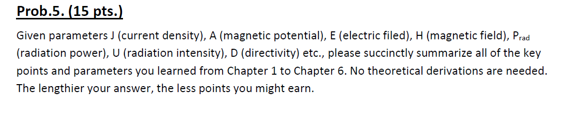 Solved Prob.5. (15 pts.) Given parameters J (current | Chegg.com