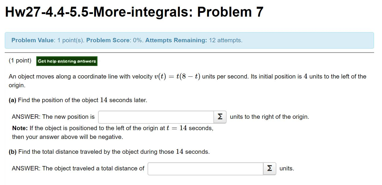 Solved Hw27-4.4-5.5-More-integrals: Problem 7 Problem Value: | Chegg.com