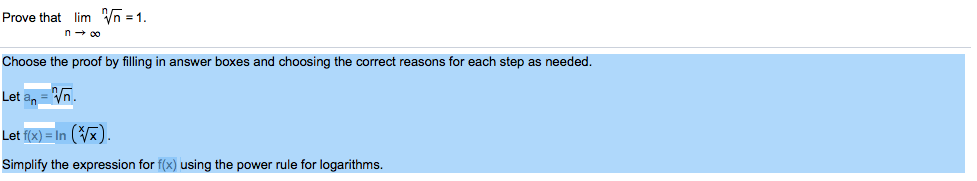 Solved Prove that lim n=1 Choose the proof by filling in | Chegg.com