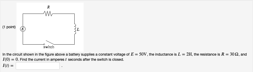 Solved (1 point) switch In the circuit shown in the figure | Chegg.com