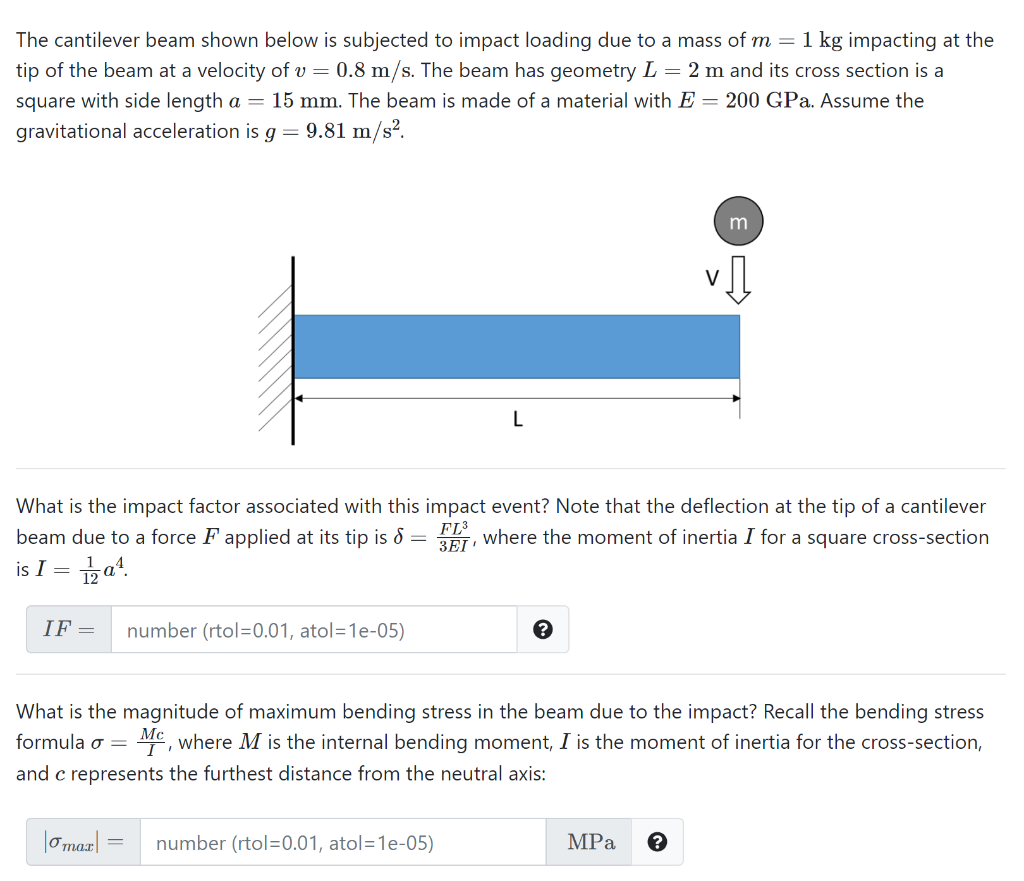 Solved The cantilever beam shown below is subjected to | Chegg.com