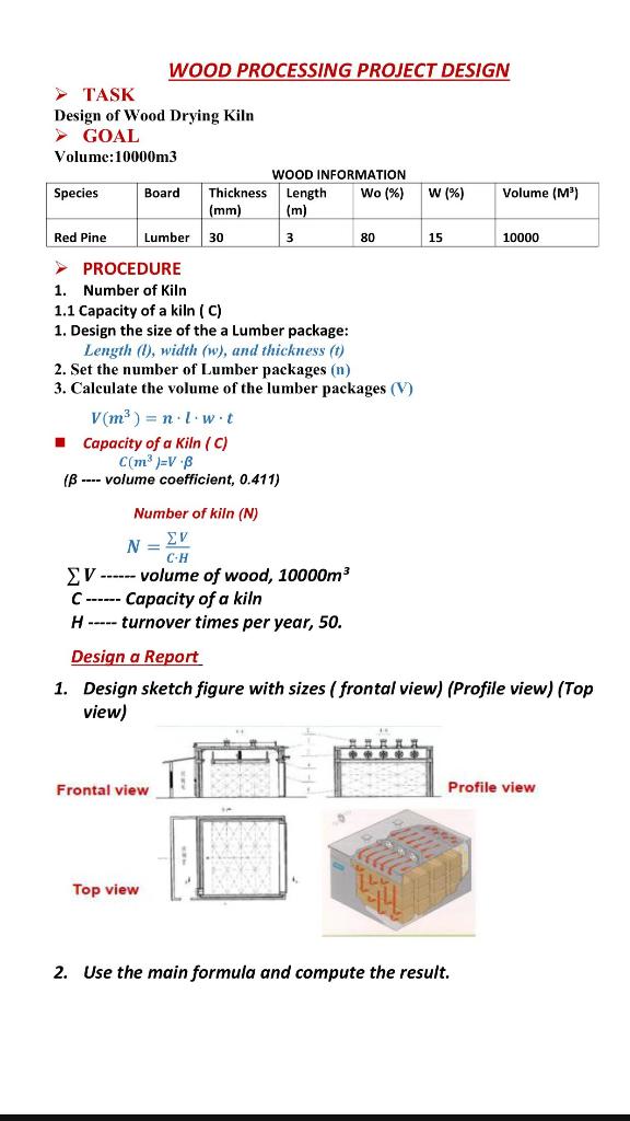 Solved WOOD PROCESSING PROJECT DESIGN TASK Design of Wood | Chegg.com