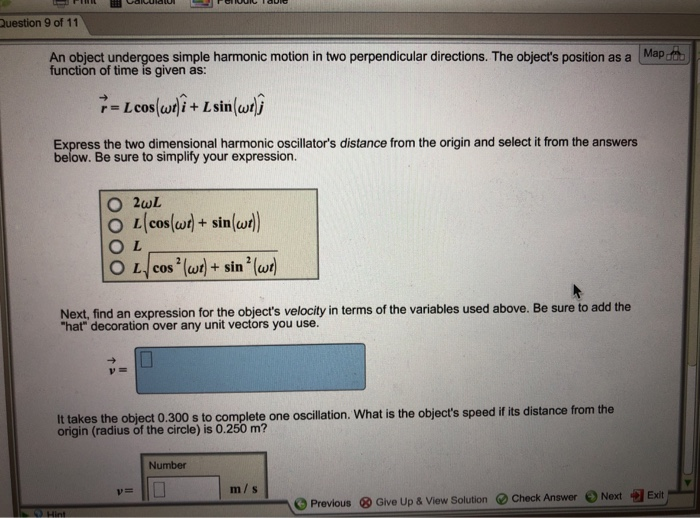 Solved Question 9 of 11 An object undergoes simple harmonic | Chegg.com