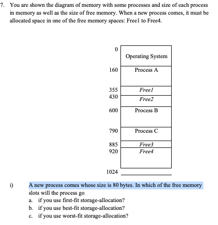 Solved 7. You are shown the diagram of memory with some | Chegg.com