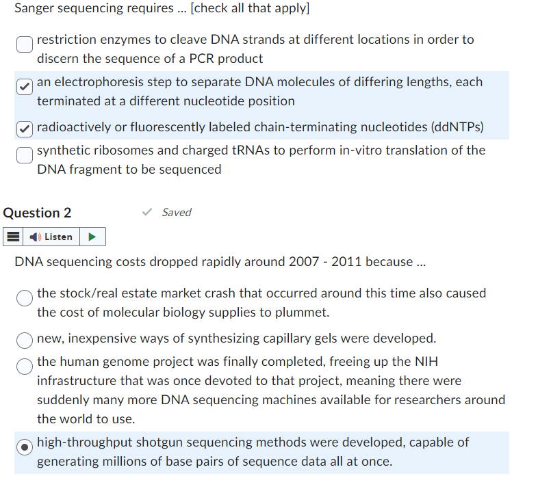 Solved Newer genome sequencing approaches can produce very | Chegg.com