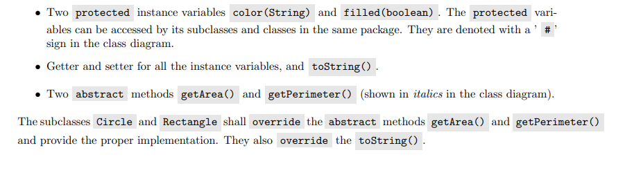 Solved Rewrite the superclase and ite enholacese Cirrlo and | Chegg.com