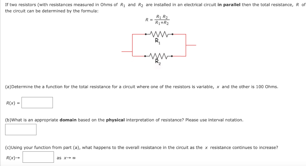 Solved If two resistors (with resistances measured in Ohms | Chegg.com