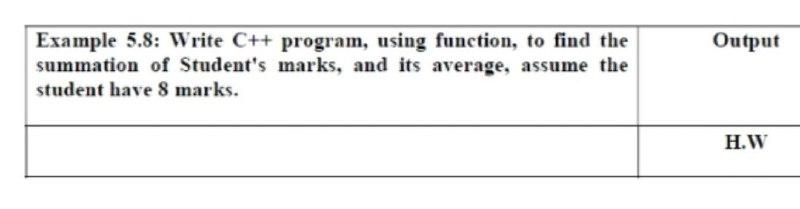 Solved Output Example 5.8: Write C++ program, using | Chegg.com