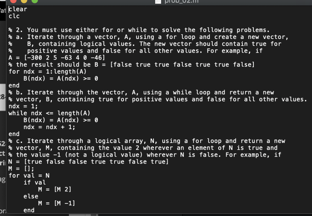 Solved at clear clc % 2. You must use either for or while to | Chegg.com