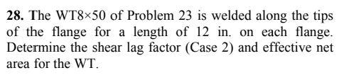 Solved -WT8x50 PL 12x314 P4.23 28. The WT8*50 of Problem | Chegg.com