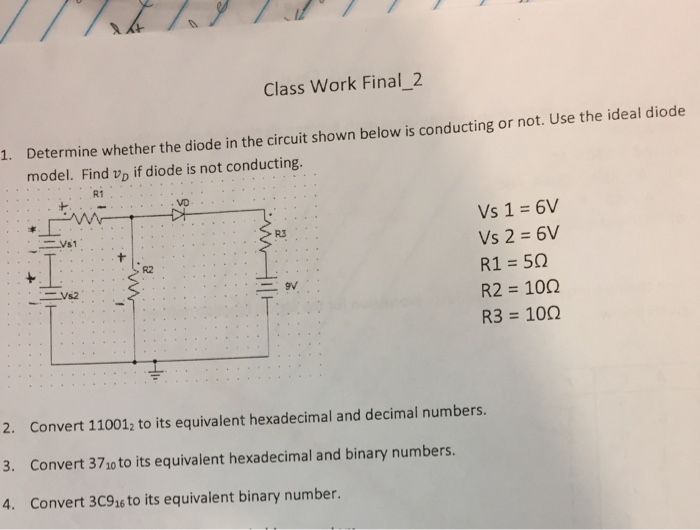 Solved Determine whether the diode in the circuit shown | Chegg.com