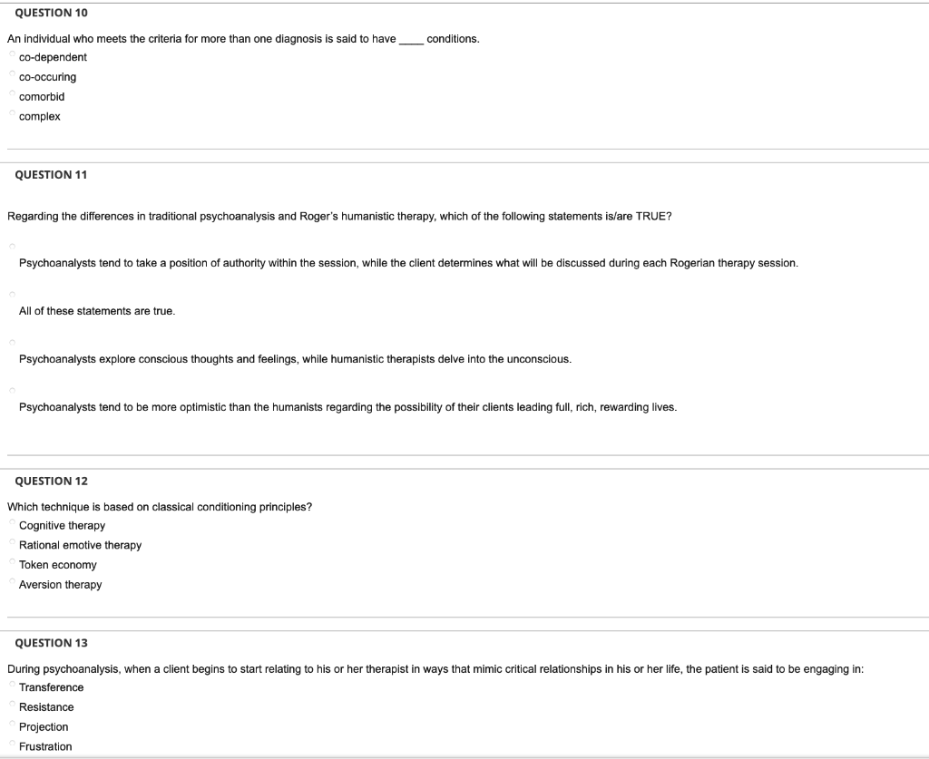 Solved QUESTION 10 conditions. An individual who meets the | Chegg.com