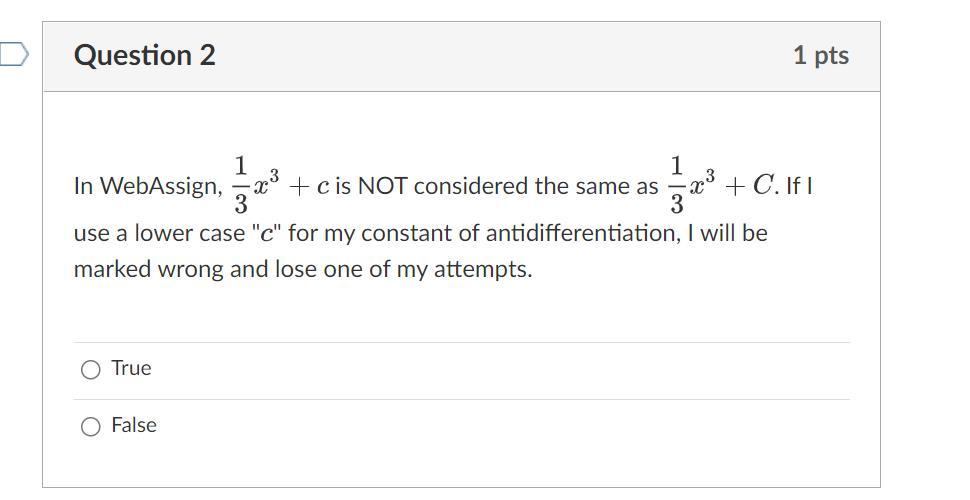 Solved In WebAssign, 31x3+c is NOT considered the same as | Chegg.com