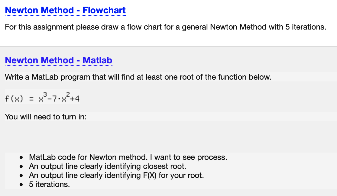 Solved Newton Method - Flowchart For this assignment please | Chegg.com