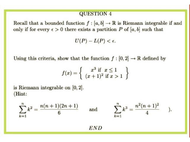 Solved Recall that a bounded function f:[a,b]→R is Riemann | Chegg.com