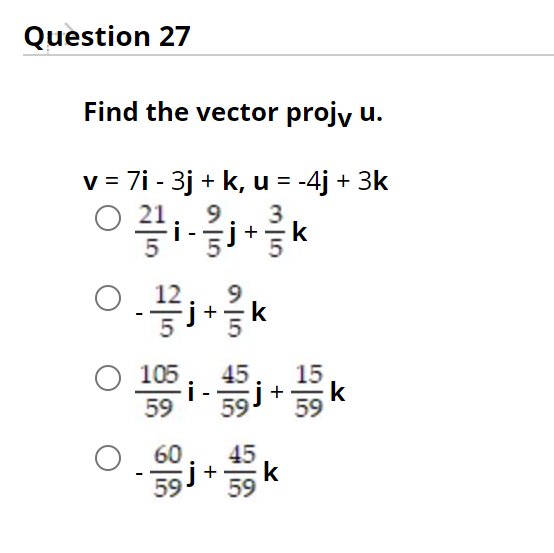 Solved Find the vector projvu. | Chegg.com