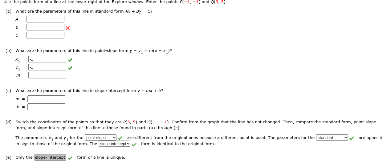 Solved Use the points form of a line at the lower right of | Chegg.com