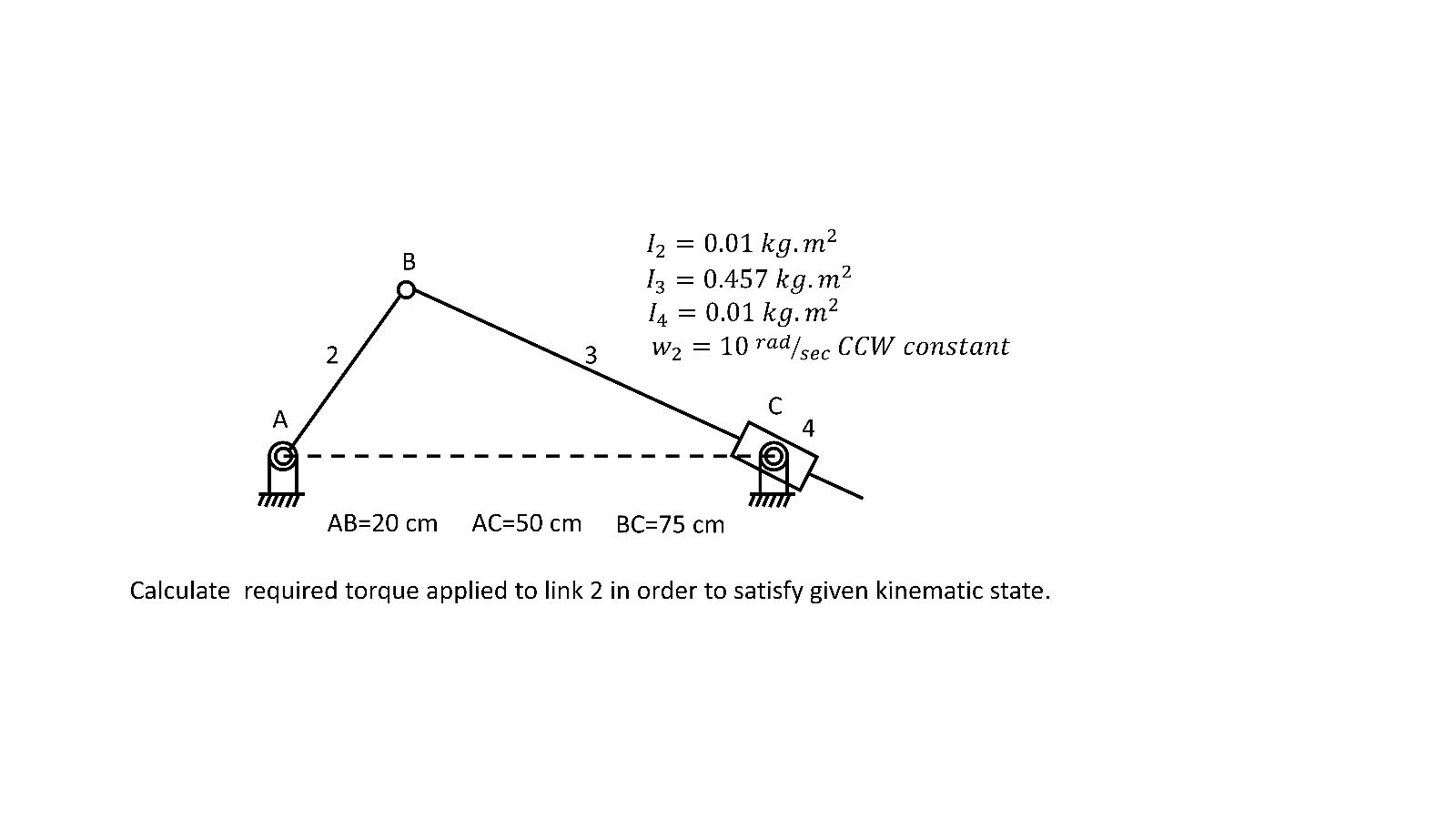 Solved Calculate required torque applied to link 2 in order | Chegg.com