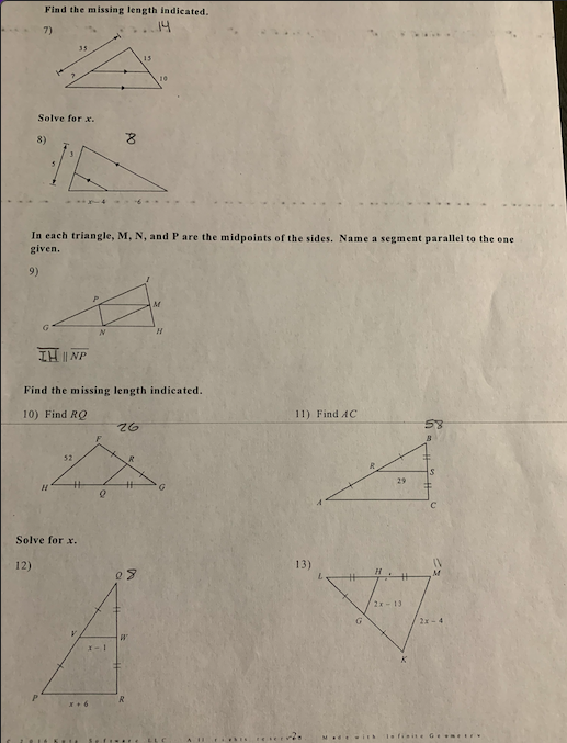 Solved Find the missing length indicated. 14 7) A Solve for | Chegg.com