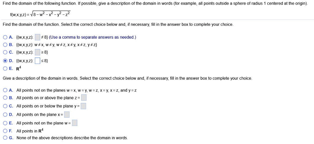 Solved Find the domain of the following function. If | Chegg.com