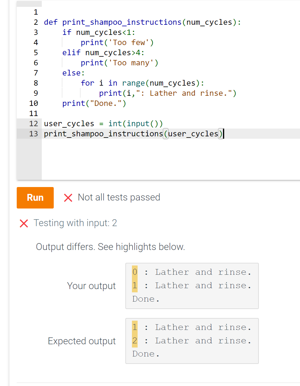 Solved Write a function print_shampoo_instructions() with | Chegg.com