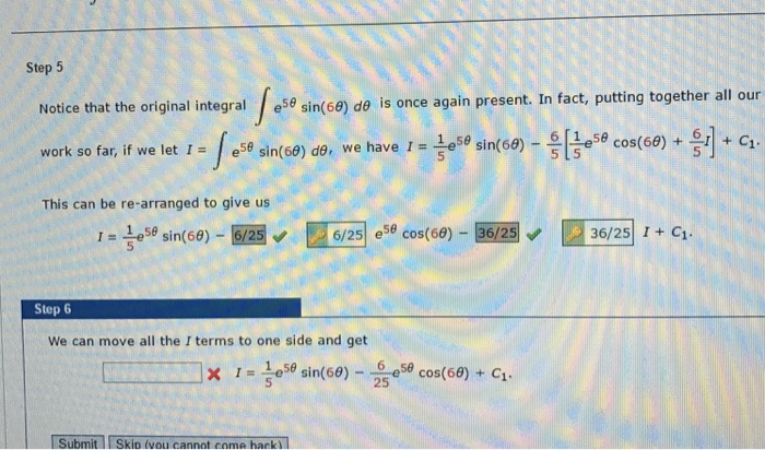 Solved Notice that the original integral integral e^5 theta | Chegg.com