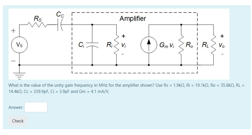 Solved - - - L Cc -- - -- - -- Amplifier - + - - - - Cin | Chegg.com