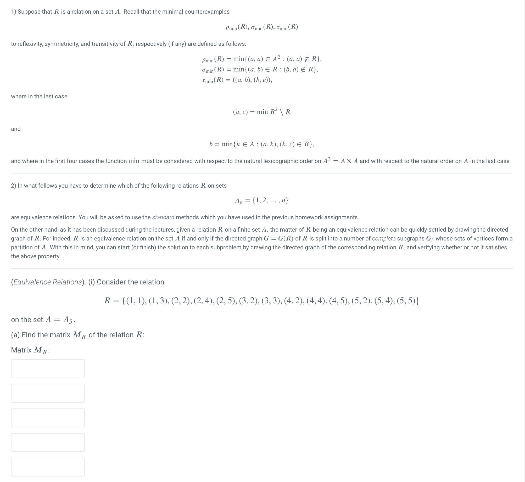 Solved Suppose that R ﻿is a relation on a set A. ﻿Recall | Chegg.com