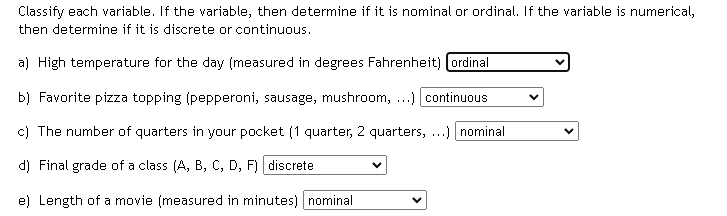 Solved Classify each variable. If the variable, then | Chegg.com
