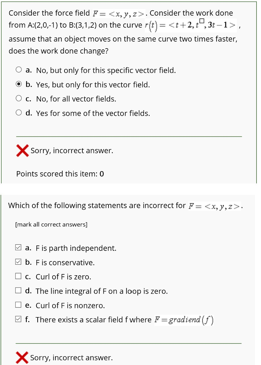 Solved Consider the force field F= . Consider the work done | Chegg.com