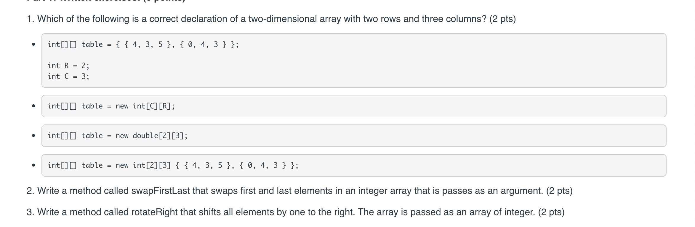 Solved 1 Which Of The Following Is A Correct Declaration Of 