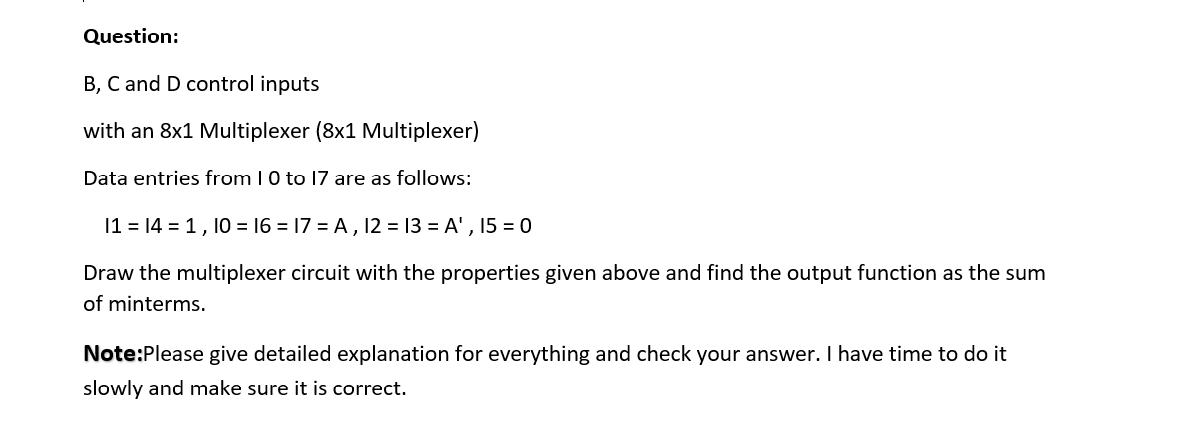 Solved Question: B, C and D control inputs with an 8x1 | Chegg.com