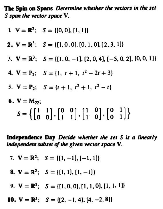 Solved The Spin on Spans Determine whether the vectors in | Chegg.com